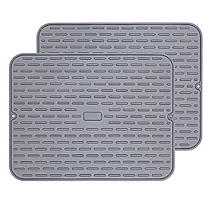To encounter Silicone Dish Drying Mat -Large 17" x 13" - Set of 2 Flexible Rubber Drying Mat, Heat Resistant Silicone Trivet, Counter Top Mat, Dish Draining Mat, Sink Mat
