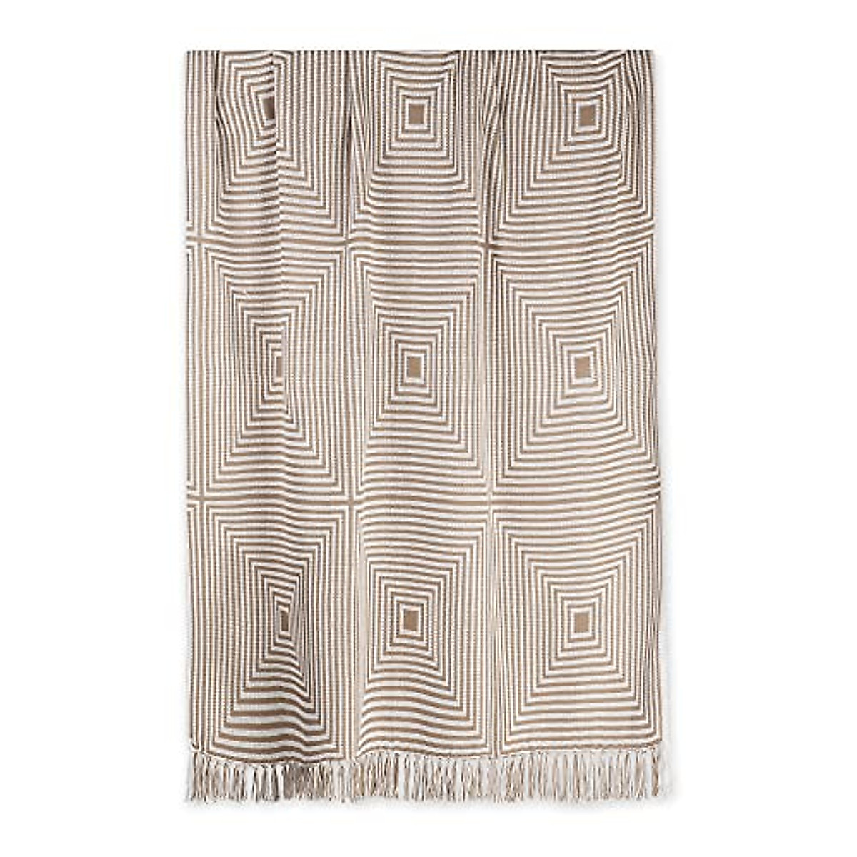 DII Square Woven Throw with Decorative Fringe 100% Cotton, Stylish and Functional, 50x60, Stone