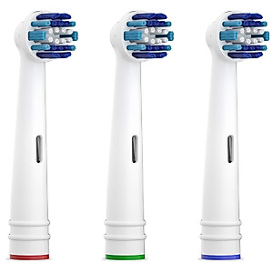 Amazon Brand - Solimo Total Power Replacement Brush Heads, 3 Count, White (Fits Most Oral-B Electric Toothbrushes)