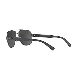 Polo Ralph Lauren Men's PH3110 Aviator Sunglasses, Semi-Shiny Dark Gunmetal/Mirror Silver, 60 mm