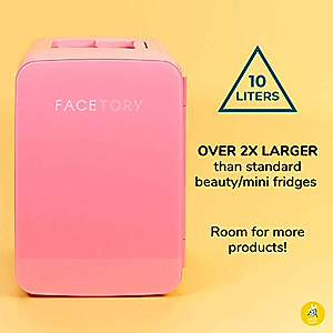 FACETORY Portable Coral Beauty Fridge (10-L / 12 Can) with Heat and Cool Capacity