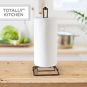 Totally Kitchen Premium Metal Paper Towel Holder | Easy Tear Standing Paper Towel Dispenser | Durable Metal Design | Accommodates All Roll Sizes | Oil Rubbed Bronze