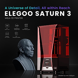 ELEGOO Saturn MSLA 3D Printer UV Photocuring LCD Resin 3D Printer with 4K Monochrome LCD, Matrix UV LED Light Source, Off-Line, and WLAN Print,192x120x200MM / 7.55x4.72x7.87 Inches Printing Size