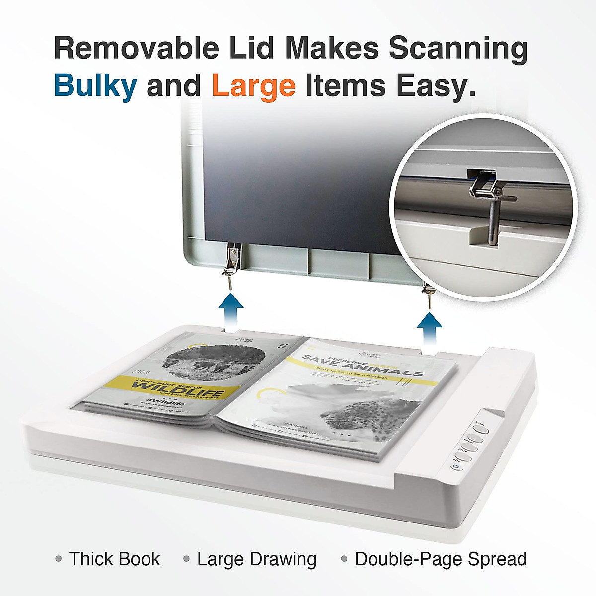 Plustek A3 Large Format Flatbed Scanner OS 1180 : 11.7x17 scan Size for Blueprints and Document. Design for Library, School and Soho. A3 scan for 8 sec, Support Mac and PC