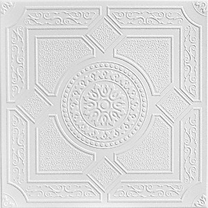 A La Maison Ceilings R30 Kensington Gardens Foam Glue-up Ceiling Tile (256 sq. ft./Case), Pack of 96, Plain White