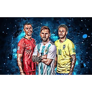 Lionel M poster. Neymar poster. Lionel M and Neymar Wall Hanging. canvas painting. Bedroom living room wall art. Football prints. boy bedroom Soccer star poster(color, 16×24)