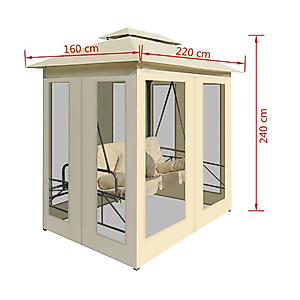 Garden Porch Swing can Accommodate 2 People,Sturdy Metal Frame,Roof with Sunshade,for Poolside,Yard,Garden,Deck,Gazebo Convertible Swing Bench Cream White
