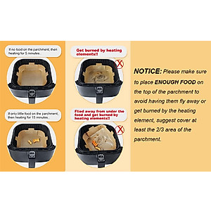100 PCS Air Fryer Liners Square, Disposable Air Fryer Paper Liners, Parchment Paper Liner for Microwave, Non-Stick Grease-proof Paper for Air Fryer Compatible with Ninja Tower