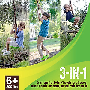 Swurfer Disco Tree Swing - Swing Sets for Backyard, Outdoor Swing, Swingset Outdoor for Kids, Easy Installation, Heavy Duty, Adjustable Climbing Rope, Weather Resistant, Up to 200lbs, Ages 6 and Up