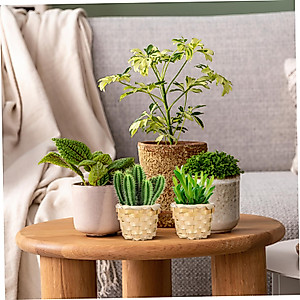 TINEASUR 6pcs Woven Basket Storage Basket Mini Containers Woven Hamper Tablescape Decor Woven Basket Decor Mini Baskets for Crafts Toy Wicker Basket Laundry Basket White Candy Basket Wooden