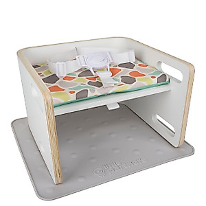 Little Partners® 3-in-1 Wooden Learning Booster Seat for Toddlers - Converts to Step Stool for Kids - Seat Cushion, Silicone Mat, and Booster Chair with Safety Straps - Feeding Chair (White)