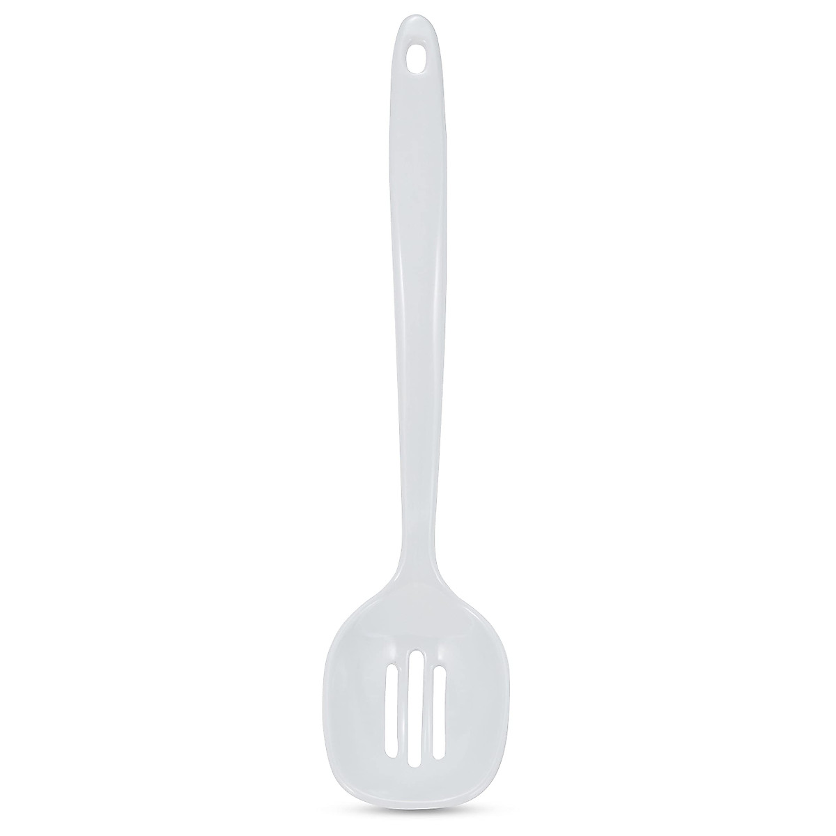 AME D'ESSENCE 12" Melamine Slotted Spoon White Durable and Versatile Kitchen Tool Perfect for Straining Stirring Serving Scratch-Resistant and Non-Stick Surface Ergonomic Handle for Comfortable Grip