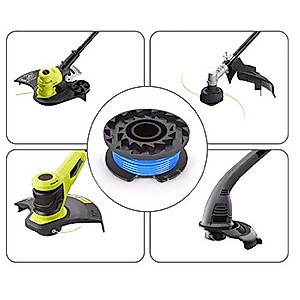 AC14RL3A String Trimmer Replacement Spool Line Suitable for Ryobi One+18v, 24v, 40v Cordless Trimmers,0.065" Auto Feed Cordless Weed Eater Spools Line with AC14HCA Cap Covers Parts(8 Spools, 1 Cap)