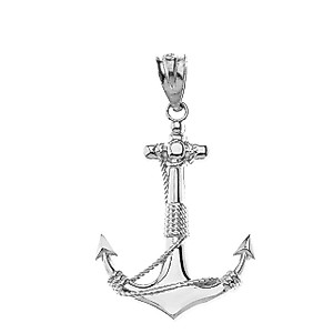 Fine 925 Sterling Silver Twisted Style Nautical Rope Fouled Anchor Charm Pendant