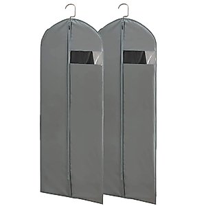 Kimmama Long Garment Bags for Hanging Clothes,Dress Bags for Gowns,Garment Protector Cover for Hanging Wedding Dress,Suit,Dance Costumes,Coat,Brides Maids Dress,23.6" x 65",Pack of 2