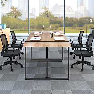 FurnitureR 55 Inch Rectangular Dining Table Large Home Office Desk with Heavy-Duty Wooden Tabletop and Metal Frame for Meals/Work/Gaming/Conference, Oak