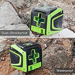 Huepar Self-leveling Laser Level with Rechargeable Li-ion Battery- Green Beam Cross Line Laser Level with Pulse Mode for Ceiling/Floor/Wall Application, Magnetic Metal Base Included - 5011GPro