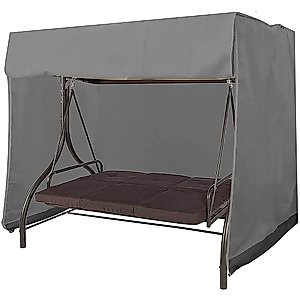 skyfiree Patio Swing Cover Waterproof 3 Seat Swing Covers Outdoor Porch Swing Cover Hammock Glider Cover 420D Swing Chair Covers 87x49x67 Inch UV Block for Outdoor Furniture (Grey)
