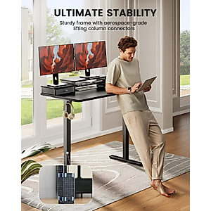 ErGear Electric Standing Desk with Double Drawers, 55x28 Inches Adjustable Height Sit Stand Up Desk, Home Office Desk Computer Workstation with Storage Shelf, Black