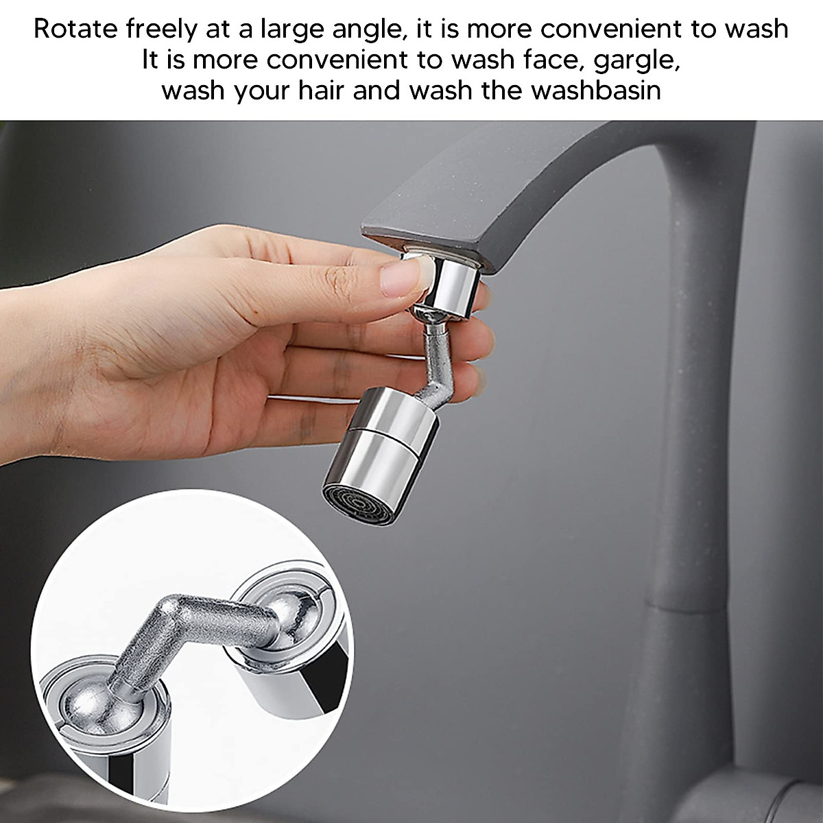 360 Degree Swivel Faucet Extender, Faucet Extender for Bathroom Sink, Splash Proof Large Angle Rotating Faucet Extender, Soft Water Discharge for Home Bathroom, Kitchen, Restaurant