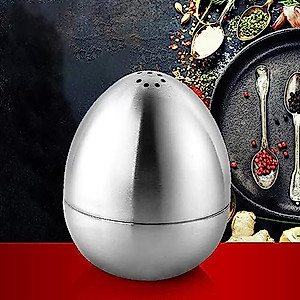 Yardwe Stainless Steel Container Egg Shaped Salt and Pepper Shakers Stainless Steel Shaker Bottles Seasoning Container Empty Condiment Jar for Kitchen Home Bbq Toilet Planter Pot