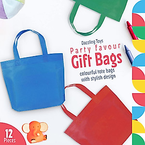 Dazzling Toys 12 Reusable Tote Bag, Large Gift Bags With Handles | Eco Friendly Party Favor Bags - Useful Kids & Adult Party Favors, Reusable Grocery Bags, Goodie Bags & Birthday Gift Bag Valentines