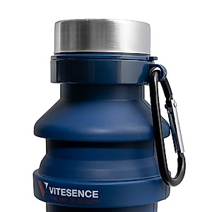Vitesence collapsable Water Bottle | Safe and Eco-friendly Materials | Suitable for cold and warm water | Flexible Design perfect for camping and travel | 100% Food grade silicone