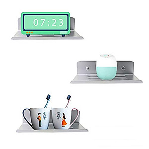 SinLoon 7.8 Inch Small Shelf in Flat Satin Aluminum Bathroom Shelf Wall Mount for Small Speaker Smartphone, Tablet, Toiletries Silver 2 Pack