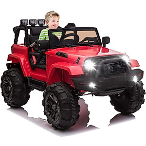 OTTARO Kids Electric Car Ride on Car Truck, Battery Kids Car w/Parent Remote Control, 12V Battery Powered Electric Car for Kids, 3 Speeds,Spring Suspension, MP3 Player (Red)