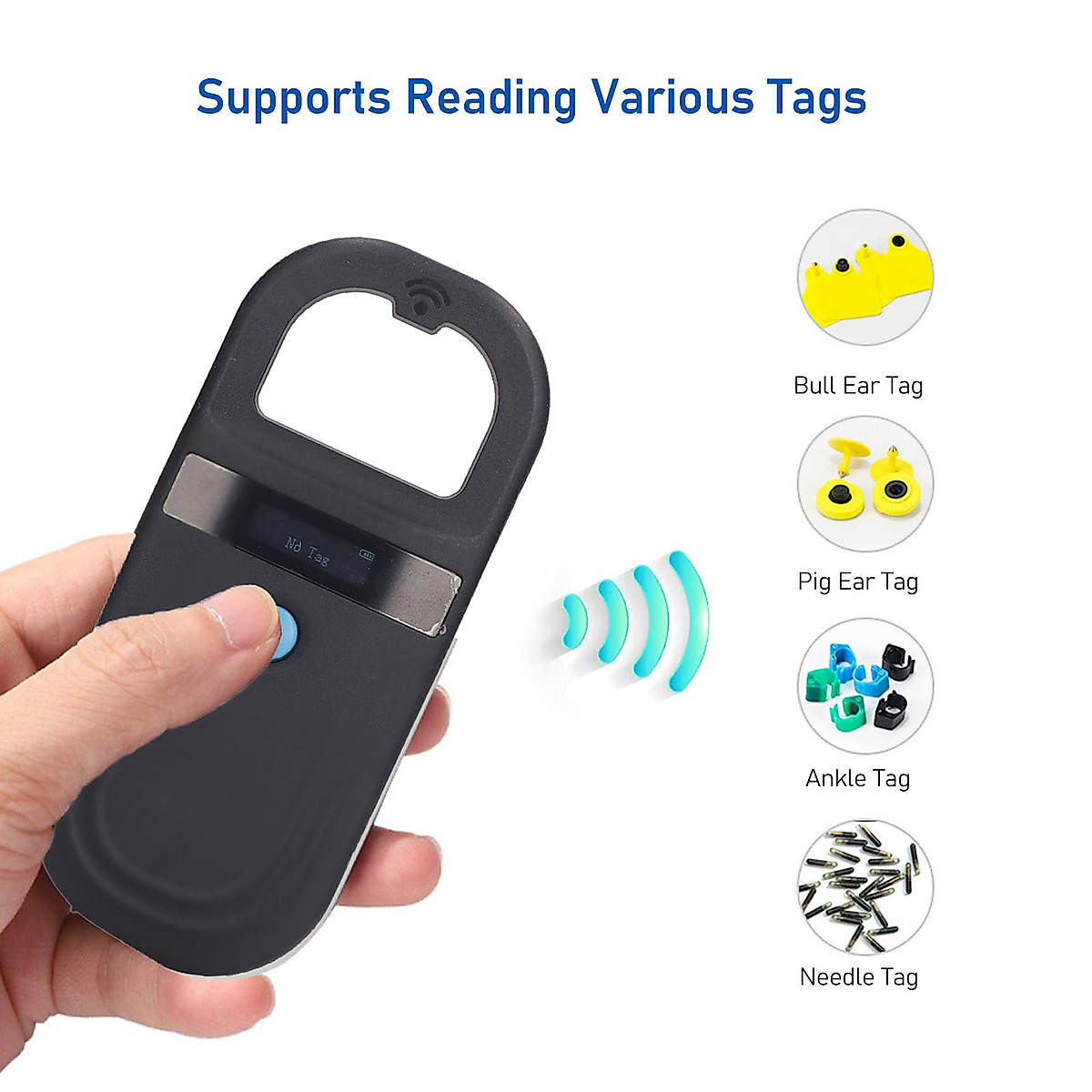 Microchip Reader 0.91 Inch Screen Animal Pet Chip ID Scanner, Wireless Identification, 128 Label Storage