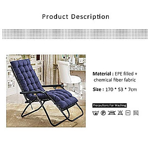 KBIKO-zxl 1 Pack Lounge Chair Cushion Indoor Outdoor Chaise Lounge Cushions with Cap Perfect for Garden Patio Mattress for Zero Gravity Chair (Blue)