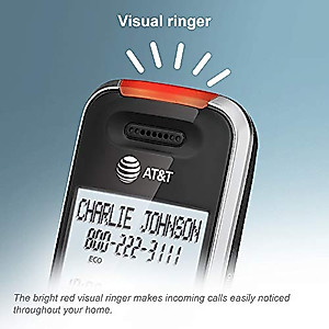 AT&T BL102-2 DECT 6.0 2-Handset Cordless Phone for Home with Answering Machine, Call Blocking, Caller ID Announcer, Audio Assist, Intercom, and Unsurpassed Range, Silver/Black