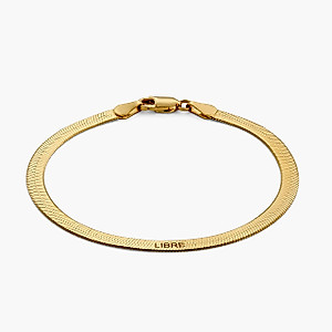 Oak & Luna - Personalized Slim & Wide Herringbone Bracelet with Custom Inscriptions - Designer Gift for Her, Women - Dainty Jewelry for Christmas, Mother's Day, Birthday (Wide Chain, 18k Gold Plated Sterling Silver)