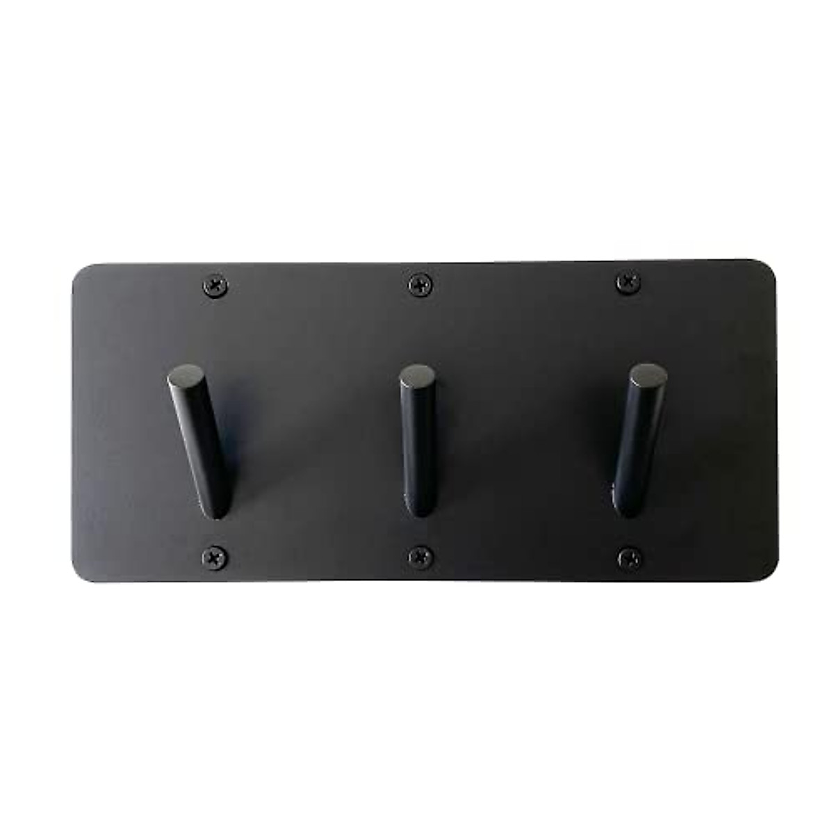 Wall Coat Hooks - Peggy Rectangular 3 Hook Rail - Pack of 1 - Matte Black Finish. Heavy Duty Metal Hooks with screws for Hanging Coats, Robes, Backpack, Towel, Keys. Hooks for College Dorm.