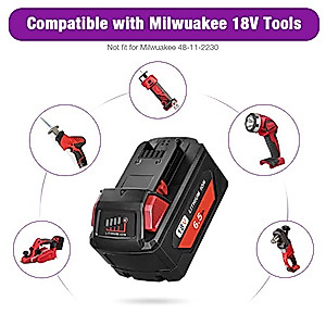 2Packs 6500mAh M18 Battery Compatible with Milwaukee 18V Battery for 48-11-1820 48-11-1850 48-11-1828 48-11-10 48-11-1815 48-11-1852 48-11-1822 48-11-1811 48-11-1840 Cordless Power Tools Batteries
