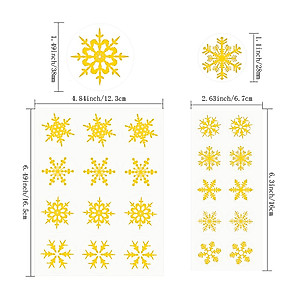 FAZHBARY 24 Sheets Gold Snowflake Stickers Round Gift Label Stickers Seal Self Adhesive Stickers for Envelopes Cards Cookie Candy Bag Crafts