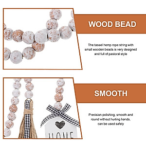 BESPORTBLE Wooden Bead Garland with Tassel, 33.5inch Long Natural Wooden Beads Decor Decorative Beads Home Decor Farmhouse Tassel Garland Boho Decor for Tiered Tray Wall Hanging