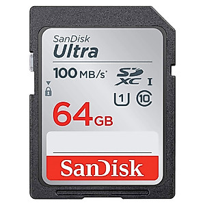 HeroFiber SanDisk 64GB Ultra Class 10 SDXC UHS-I Memory Card + Card Reader for Canon EOS Rebel T7i T7 T6i T6S T6 T5i T5 T3i SL3 SL2 SL1 EOS 90D 80D 77D 70D 60D M50 RP M6 Mark II M200 DSLR Cameras, White (111)