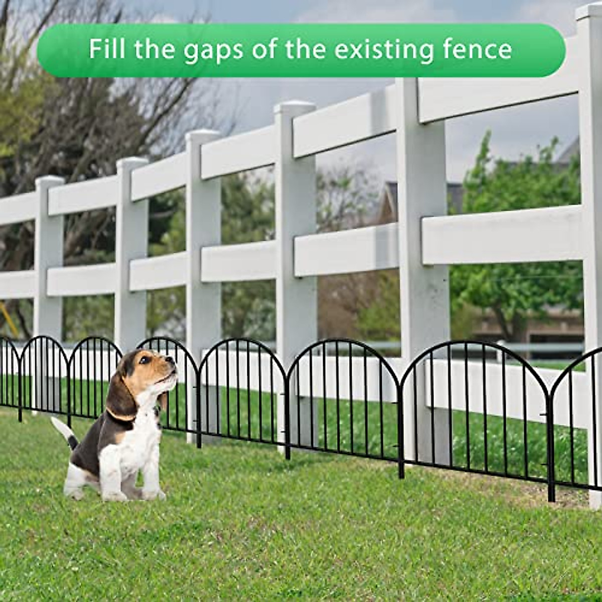 7 Panels Landscape Fencing for Lawn Front Yard, Small Garden Fence Animal Barrier 12.4"(H) x 9.5ft(L), Tree Fence Flower Bed Fence Metal Fence Border, Decorative Garden Fence Border