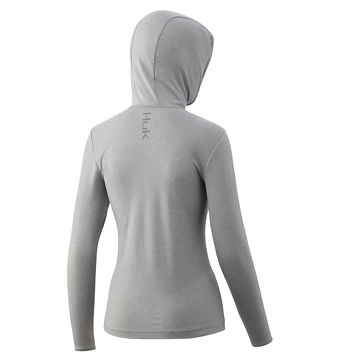HUK Women's Waypoint Hoodie | Performance Long-Sleeve Shirt +50 UPF, Gray, Medium