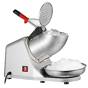F2C Electric Ice Crusher Shaver Snow Cone Maker with Dual Stainless Steel Blades 300W 145 lbs/hr for Home and Commercial Use (Silver)
