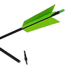 SHARROW 12 Pcs 30Inch Archery Flu Flu Arrow 400 Spine Carbon Arrow Target Practice Arrow with 4 Pcs Feather (Green)