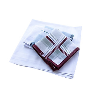 Mens Cotton Handkerchiefs Checkered Pattern Handkerchief Plaid Pocket Square Hankies Assorted 3PCS