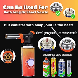 Butane Torch Kitchen Blow Lighter, Culinary Torches Head with Stabilizing Stand, Professional Adjustable Flame for Creme Brulee,Baking,BBQ (Fits All Butane Tanks - Butane Fuel Not Included) (Black)