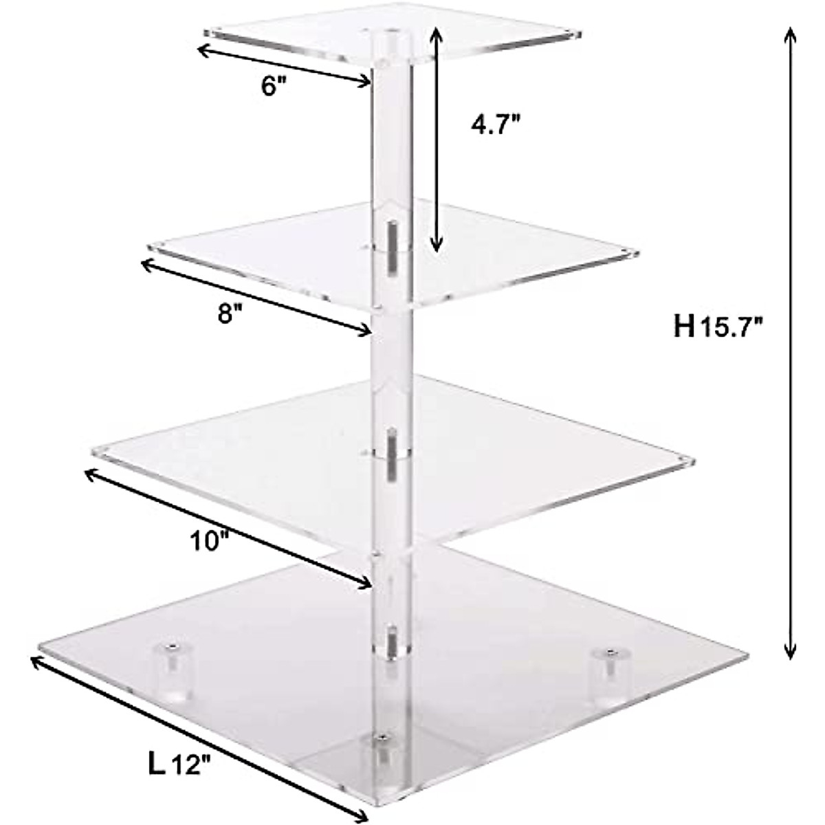 weddingwish Cupcake Stand, 4-Tier Square Acrylic Cupcake Display Stand with LED String Lights Dessert Tower Pastry Stand for Birthday or Wedding Party (Blue)