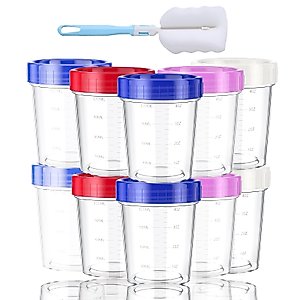 Generic 10 Pack 4oz Small Plastic Containers with Lids, Salad Dressing Container, Leakproof Condiment Containers, Reusable Stackable Plastic Dip Sauce Containers, Food Storage Safe Airtight