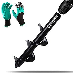 GeSoon 12"x3.2" Strong Auger Spiral Drill Bit for Planting, Garden Drill Planter Post Hole Digger, Used to Dirt/Hard Soil/Clay for 3/8" Hex Driver Drill
