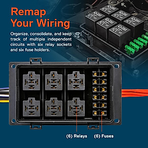 True Mods 12V Auto Waterproof Fuse 5-Pin Relay Box Block Kit w/ 12AWG + 16AWG Pre-Wired Harness [Bosch Style Relays & Fuses] Universal Relay Panel for DC Automotive Vehicles Cars Marine Boat Jeep UTV