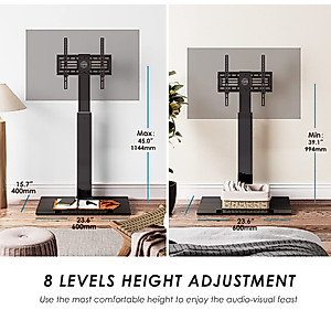 FITUEYES Iron Base Universal Floor TV Stand with Swivel Mount Space Saving for 26-65 Inch LED LCD OLED Plasma Flat Panel or Curved Screen TVs Height Adjustable Wire Management (Black)