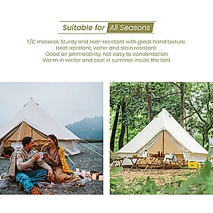 MC TOMOUNT Canvas Tent Bell Tent Yurt with Stove Jack Zipped Removable Floor for Glamping Truck Car Camping